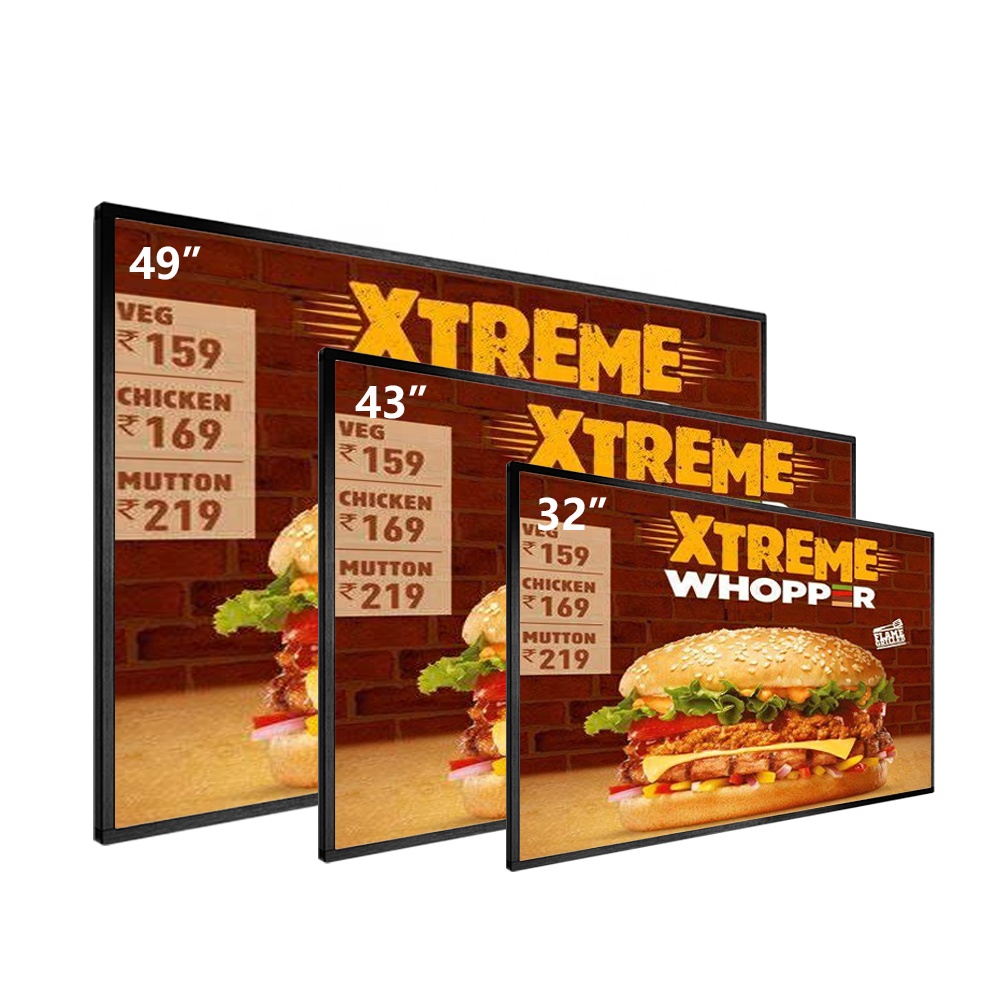 Wall-mounted restaurant lcd digital menu board digital signage lcd display